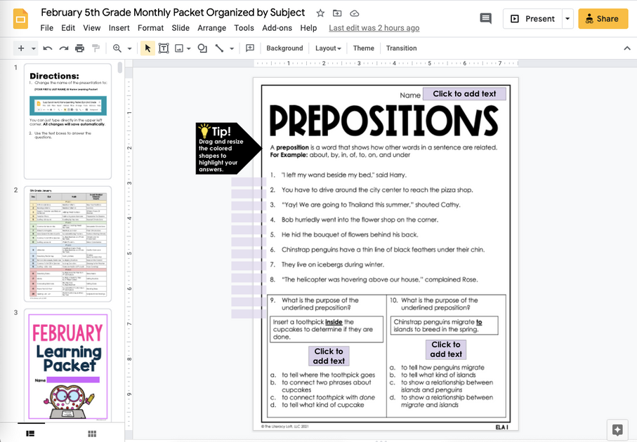February No Prep Packet 5th Grade – The Literacy Loft