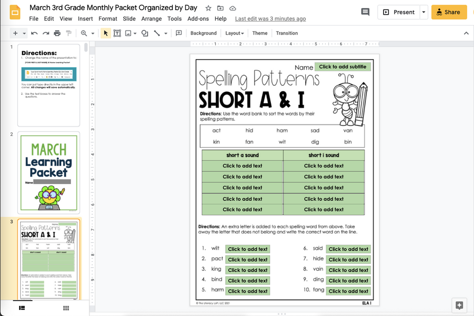 March No Prep Packet 3rd Grade – The Literacy Loft