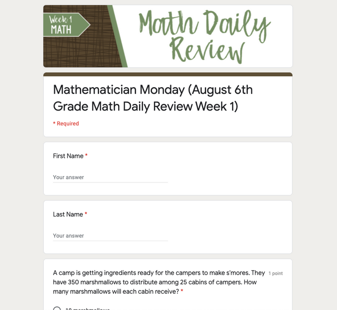 ELA + Math Daily Review 6th Grade {The Bundle} | Distance Learning | G ...