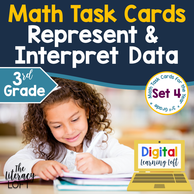 Represent and Interpret Data Task Cards (3rd Grade) Google Slides & Fo ...