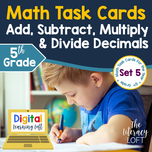 Add & Subtract, Multiply & Divide Decimals Task Cards (5th Grade) | Di ...