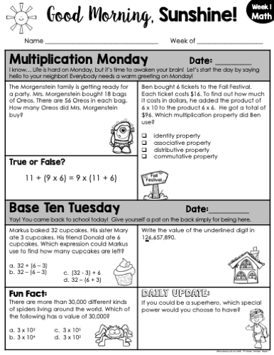 Math Morning Work 5th Grade {October} | Distance Learning | Google App ...