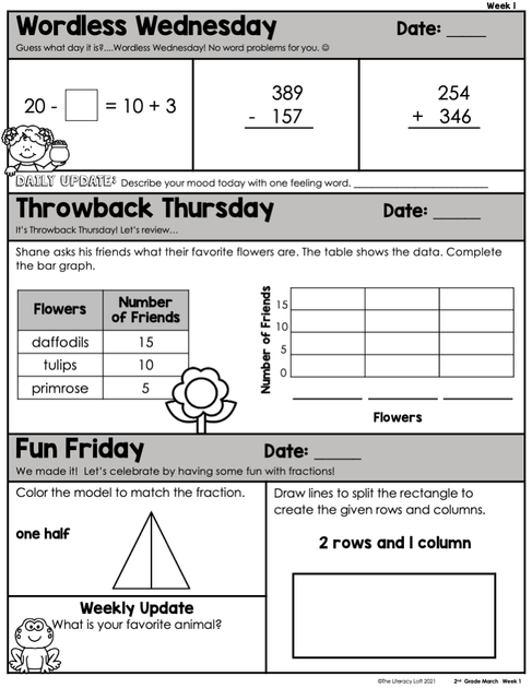 Math Morning Work 2nd Grade {March} I Distance Learning I Google Apps ...
