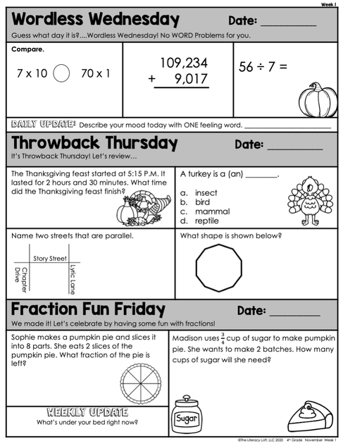 Math Morning Work 4th Grade {November} | Distance Learning | Google Ap ...