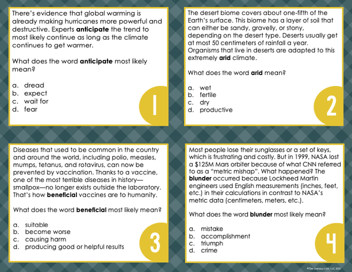 Context Clues Nonfiction Task Cards 6th Grade | Distance Learning | Go ...