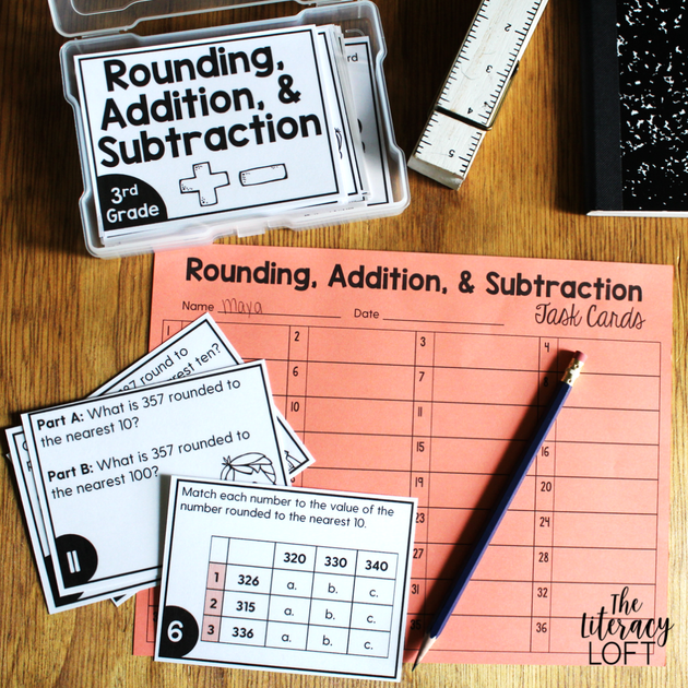 Rounding, Addition, and Subtraction Task Cards (3rd Grade) Google Slid ...