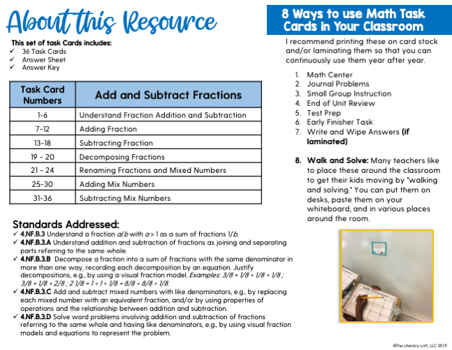 Adding and Subtracting Fractions Task Cards (4th Grade) Google Slides ...