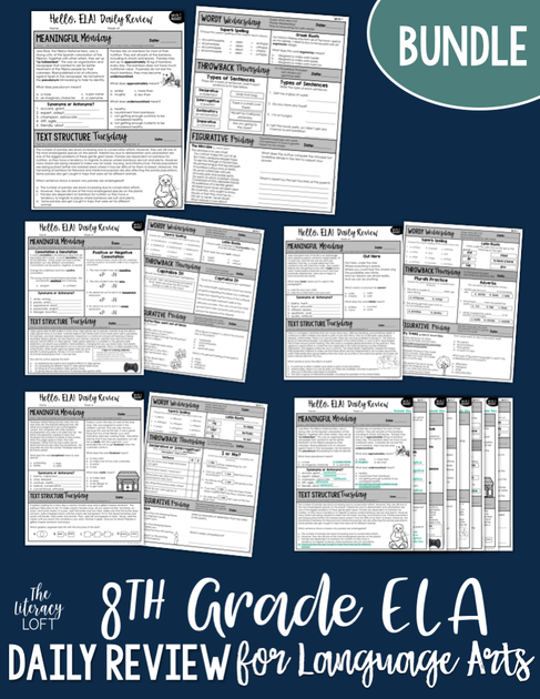 ELA Daily Review 7th & 8th Grade Bundle | Distance Learning | Google S ...