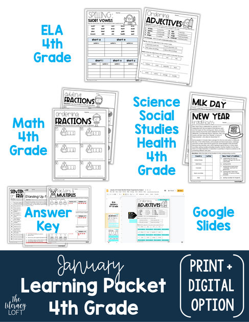 January No Prep Packet 4th Grade – The Literacy Loft