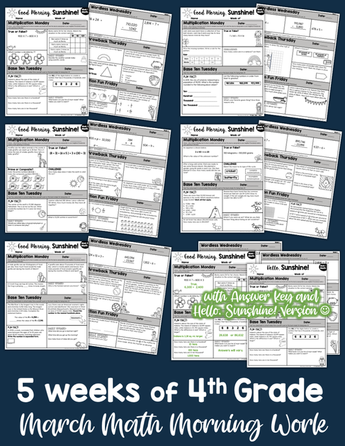 Math Morning Work 4th Grade {March} I Distance Learning I Google Apps ...