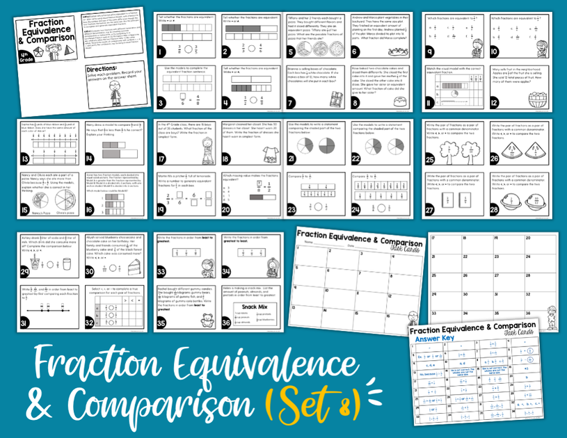 Fraction Equivalence & Comparison Math Task Cards (4th Grade) Google S ...