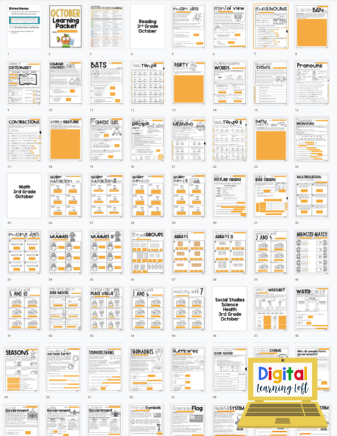 October No Prep Packet 3rd Grade – The Literacy Loft