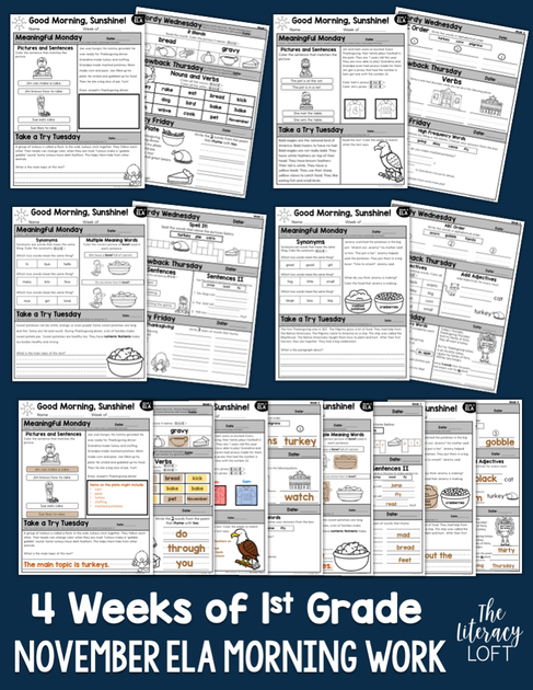 1st Grade ELA Morning Work (November) | Distance Learning | Google Sli ...