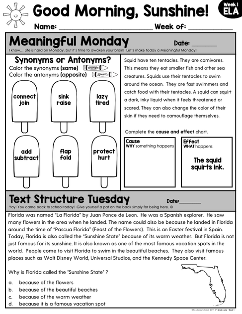 ELA Morning Work 2nd Grade {June} | Distance Learning | Google Slides ...