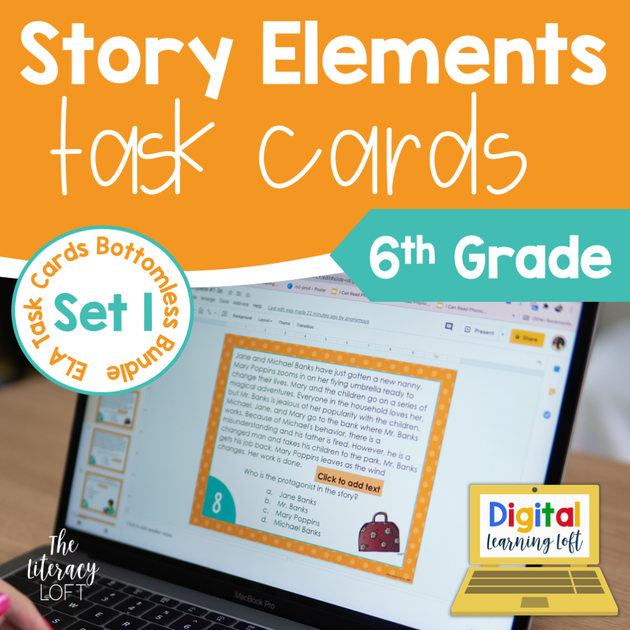 Story Elements Task Cards 6th Grade | Distance Learning | Google Slide ...