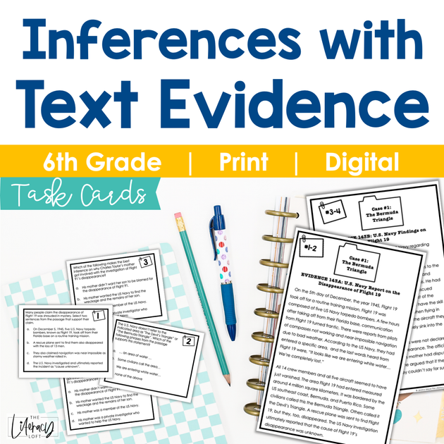 Inferences with Text Evidence Task Cards 6th Grade I Google Apps – The ...